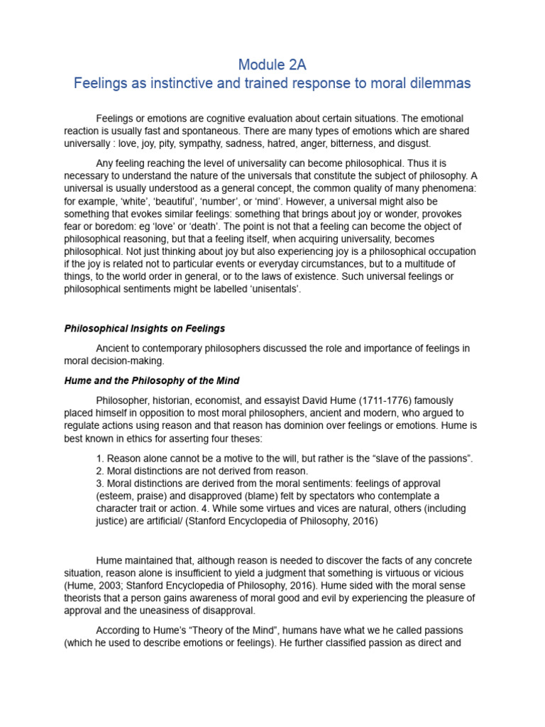 ETHICS MODULE 2A.docx | PDF | Feeling | Emotions
