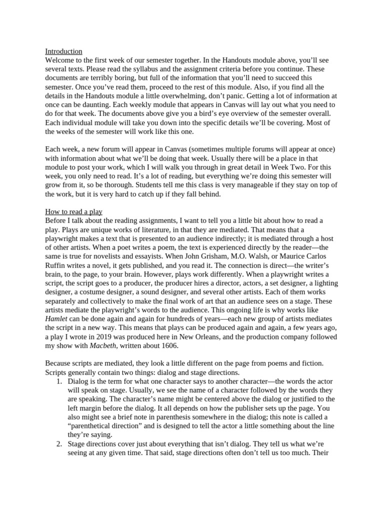 Week 1 | PDF | Plot (Narrative) | Fences (Play)