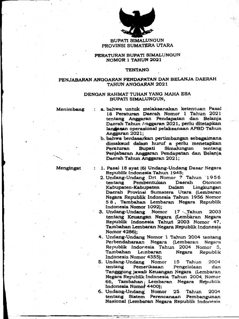 Perbub Nomor 1 Tahun 2021 | PDF
