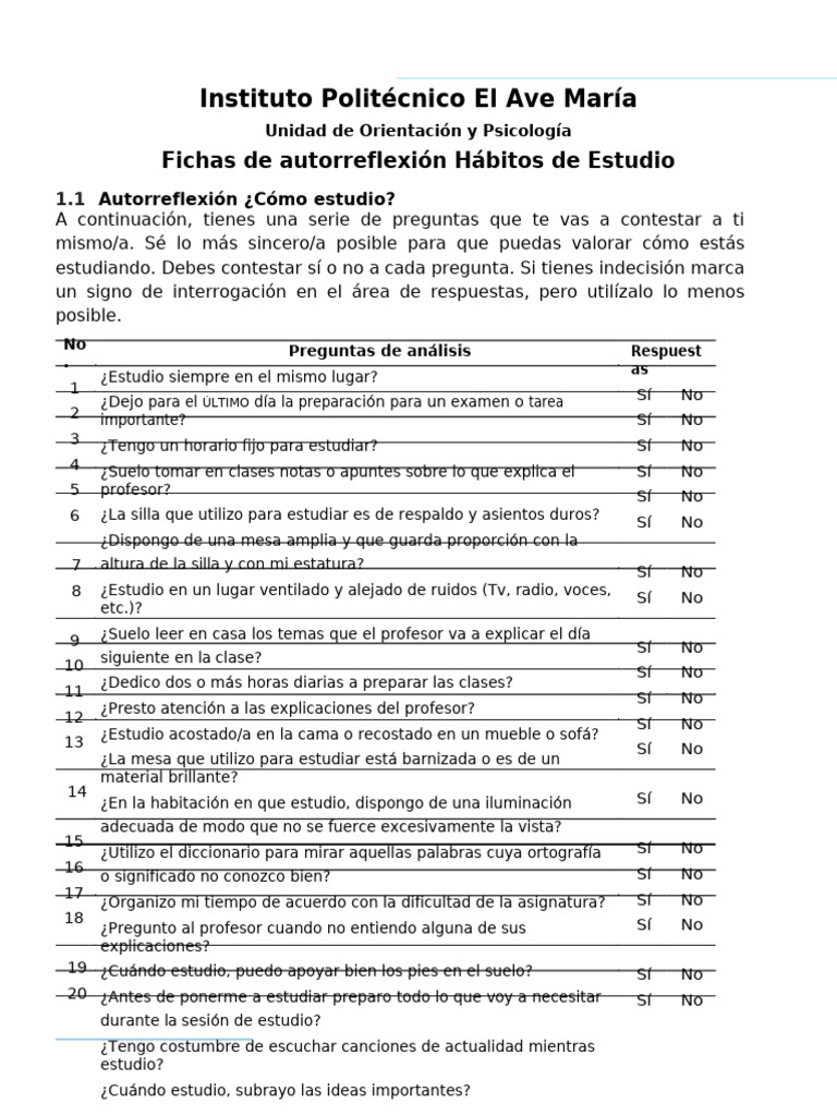 Técnica y Hábitos de Estudio | PDF | Habilidades de estudio