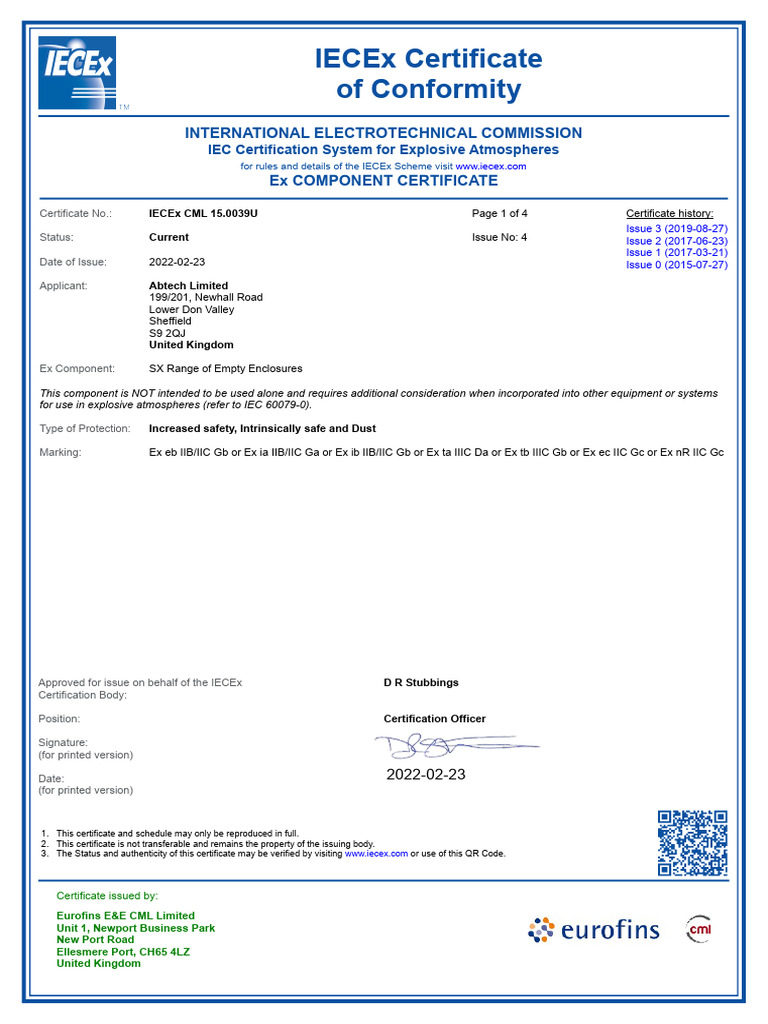 IECEx Certificate for Abtech SX Enclosures | PDF | Mechanical Engineering | Materials