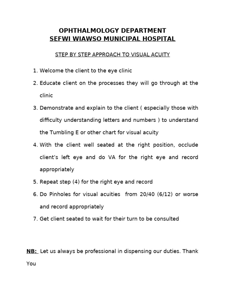 Visual Acuity Step by Step | PDF