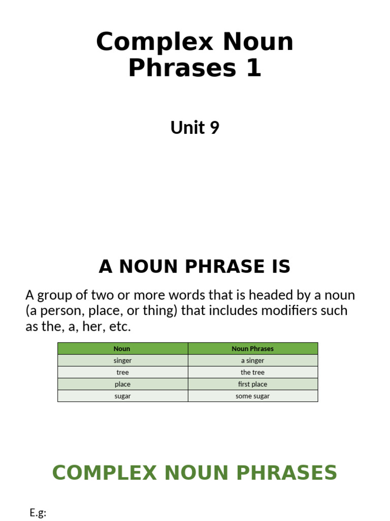 Complex Noun Phrases 1 | PDF
