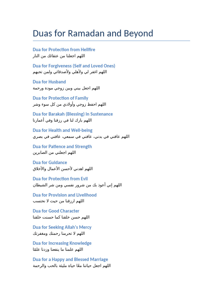 Duas For Ramadan and Beyond | PDF