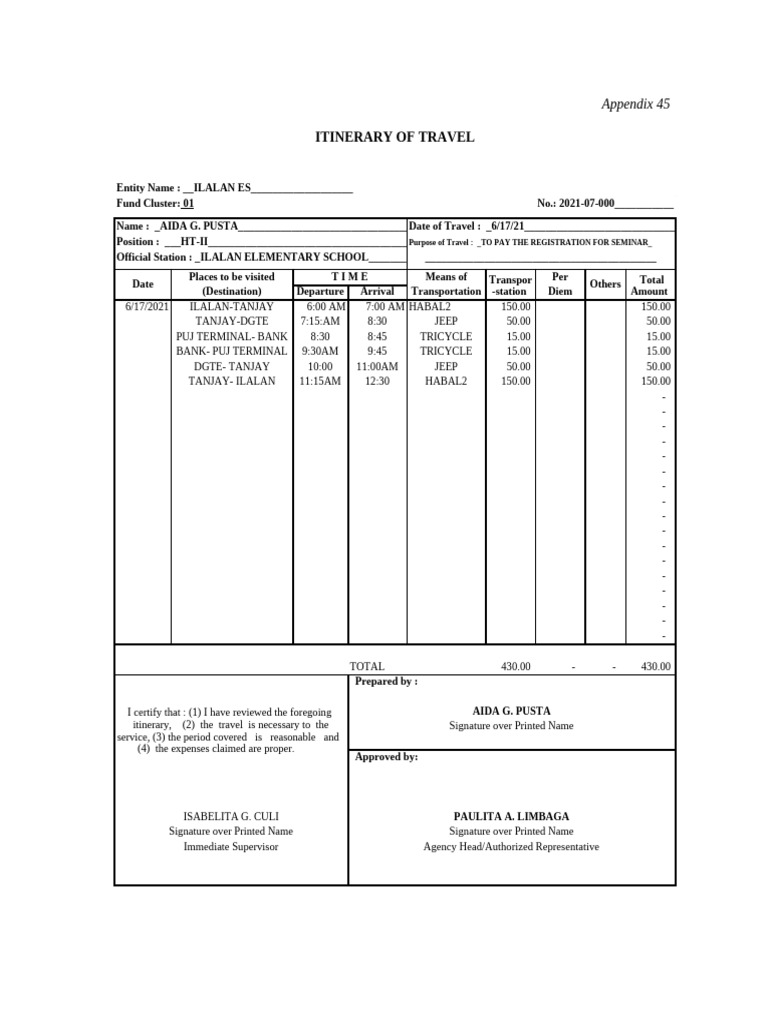 Appendix 45 - TRAVEL | PDF