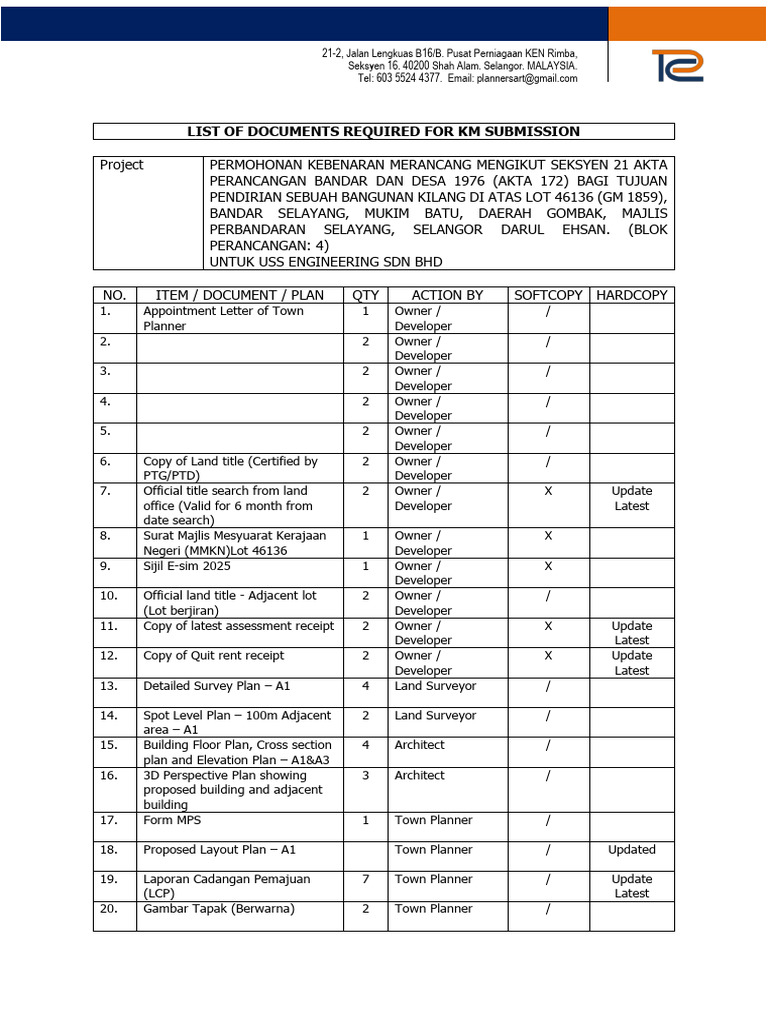 Checklist Kilang Selayang | PDF