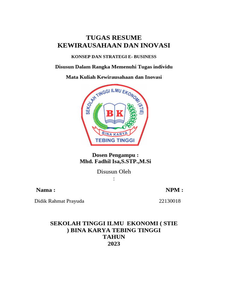 Resume Kewirausahaan Dan Inovasi | PDF