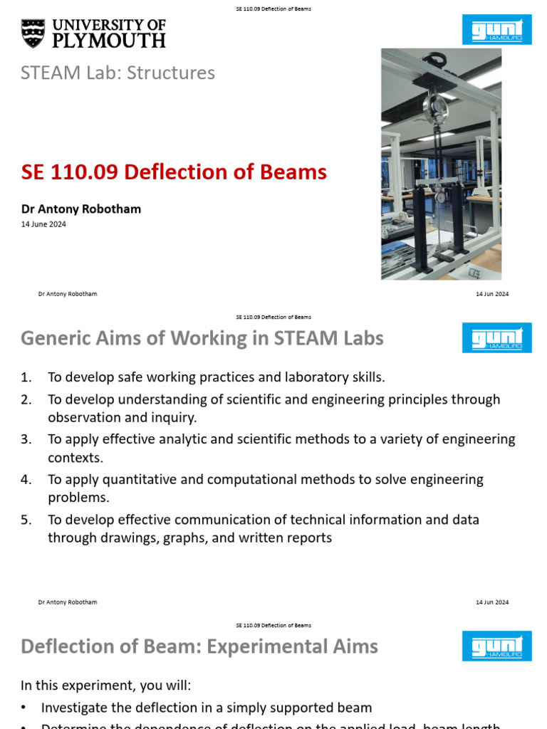 Beam Deflection Experiment Guide | PDF | Beam (Structure) | Young's Modulus