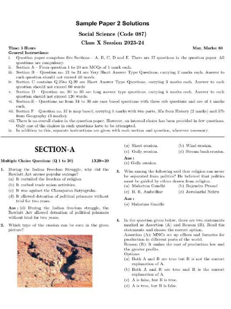Social Science Solved Paper Set 2 | PDF