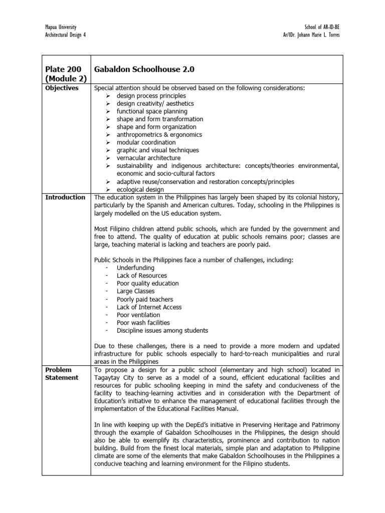PL200 - Gabaldon Schoolhouse 2 | PDF | Space | Philippines