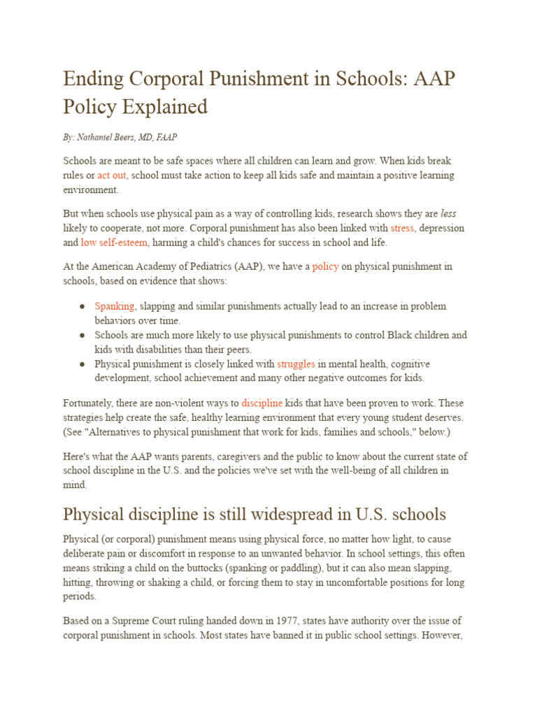 Ending Corporal Punishment in Schools_ AAP Policy Explained | PDF | Corporal Punishment In The ...