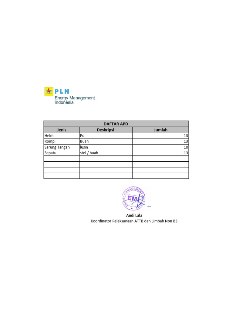 APD - PLTU Sebalang R4 | PDF