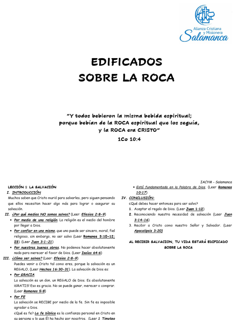 Edificados Sobre La Roca Lecciones Continuas | PDF | Pecado | Cristo (título)
