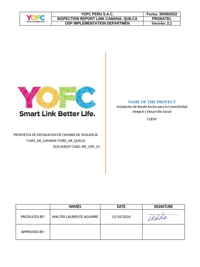 Propuesta de Instalacion de Camaras Del Tramo T1069 - Ar - Camana-T1085 - Ar - Quilca | PDF