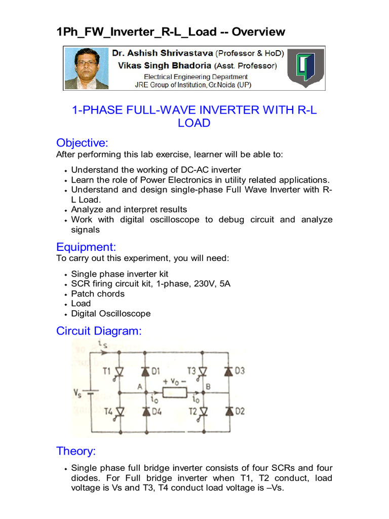 Single-Phase Full-Wave Inverter Lab | PDF | Power Inverter | Electrical ...