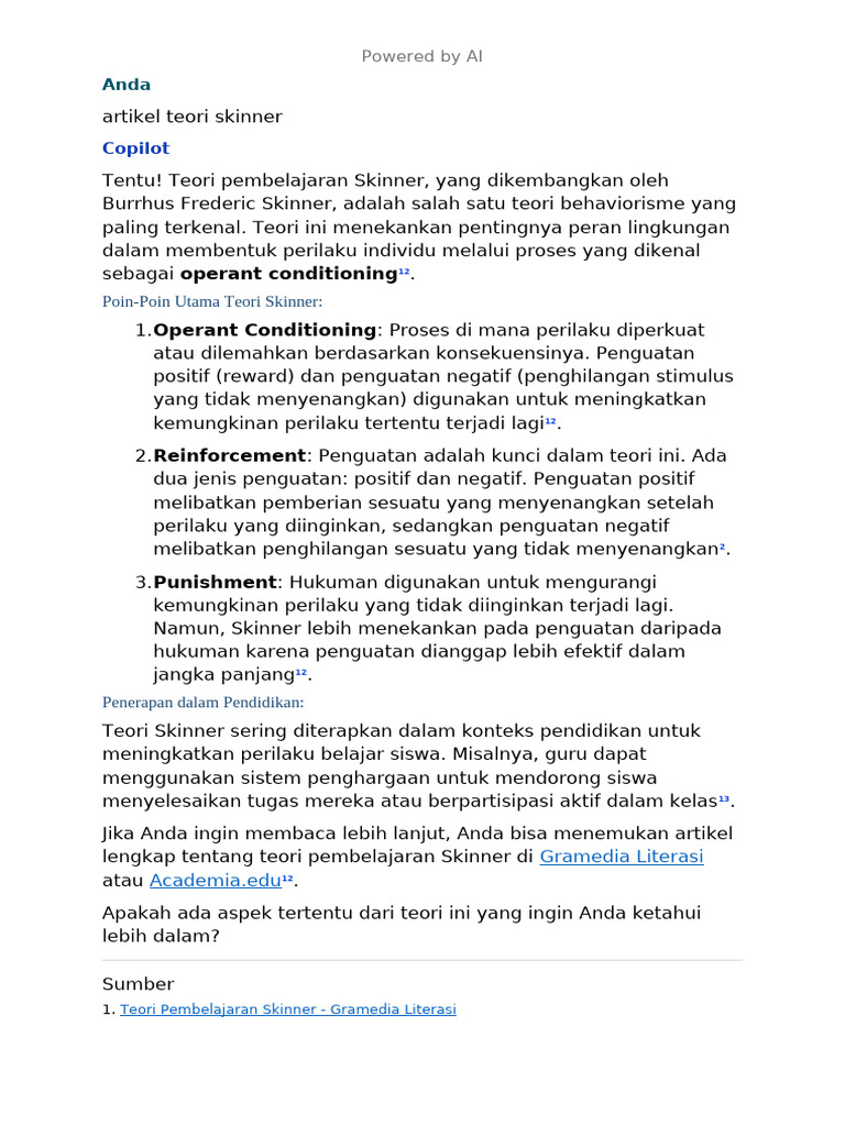 Teori Skinner | PDF