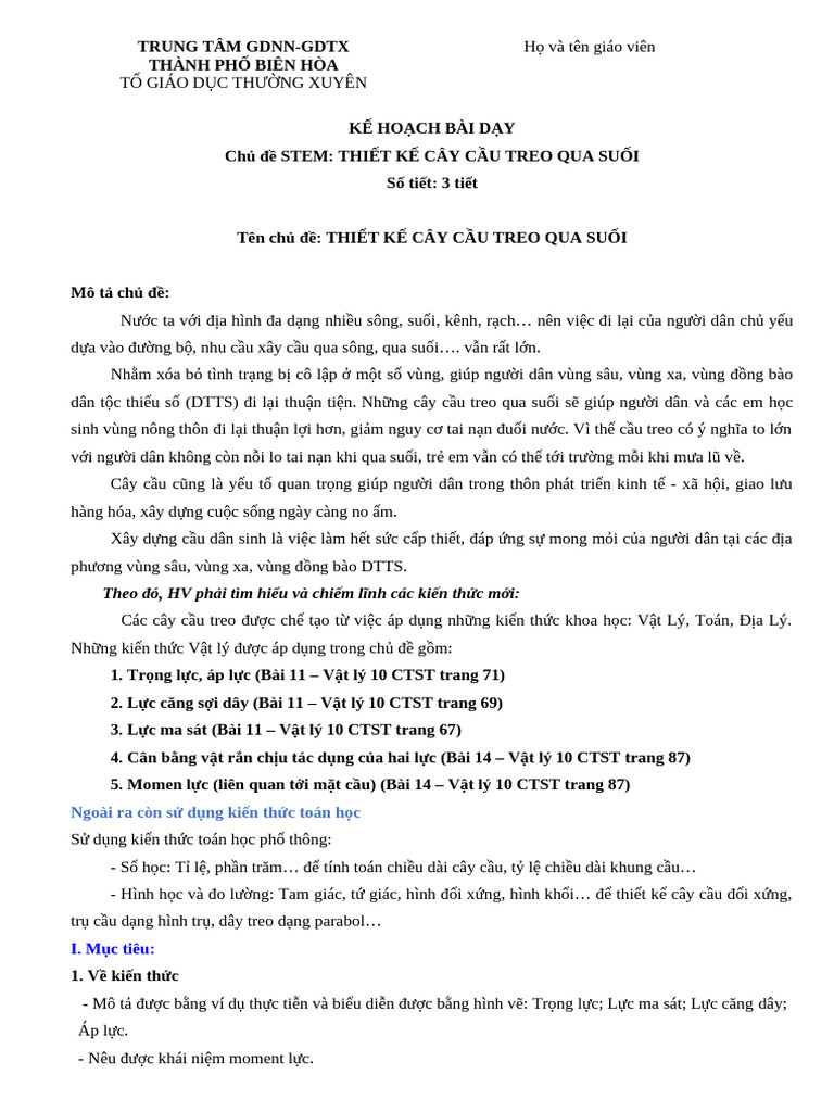 KHBD STEM-VẬT LÝ KHỐI 10 - 23-24 | PDF