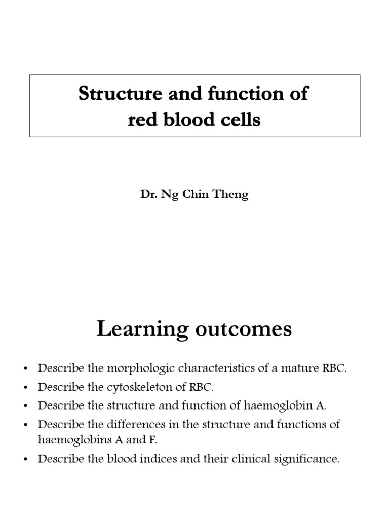 Structure and function of red blood cells | PDF | Hemoglobin | Red ...