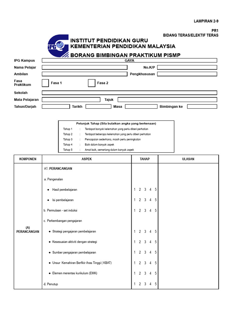 Borang Bimbingan Praktikum IPG | PDF