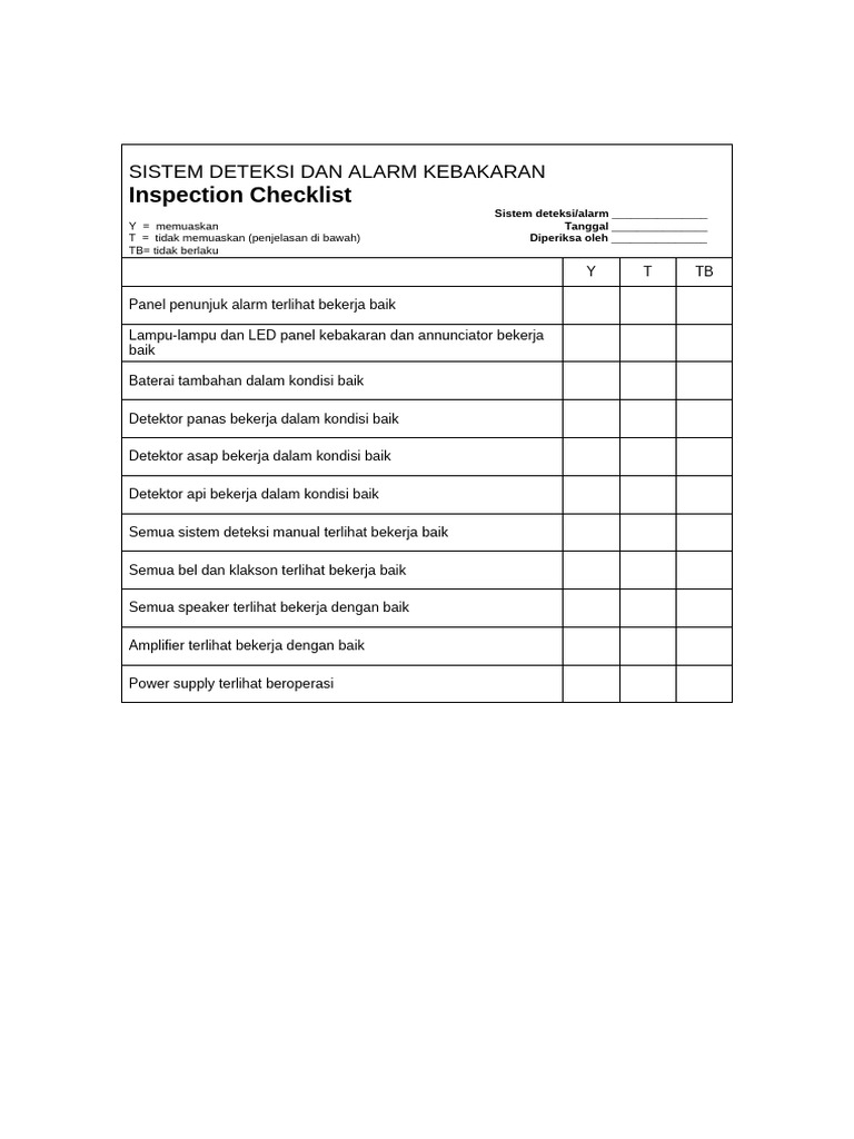 (MMS) Inspeksi Alarm Kebakaran & Sistem Deteksi | PDF