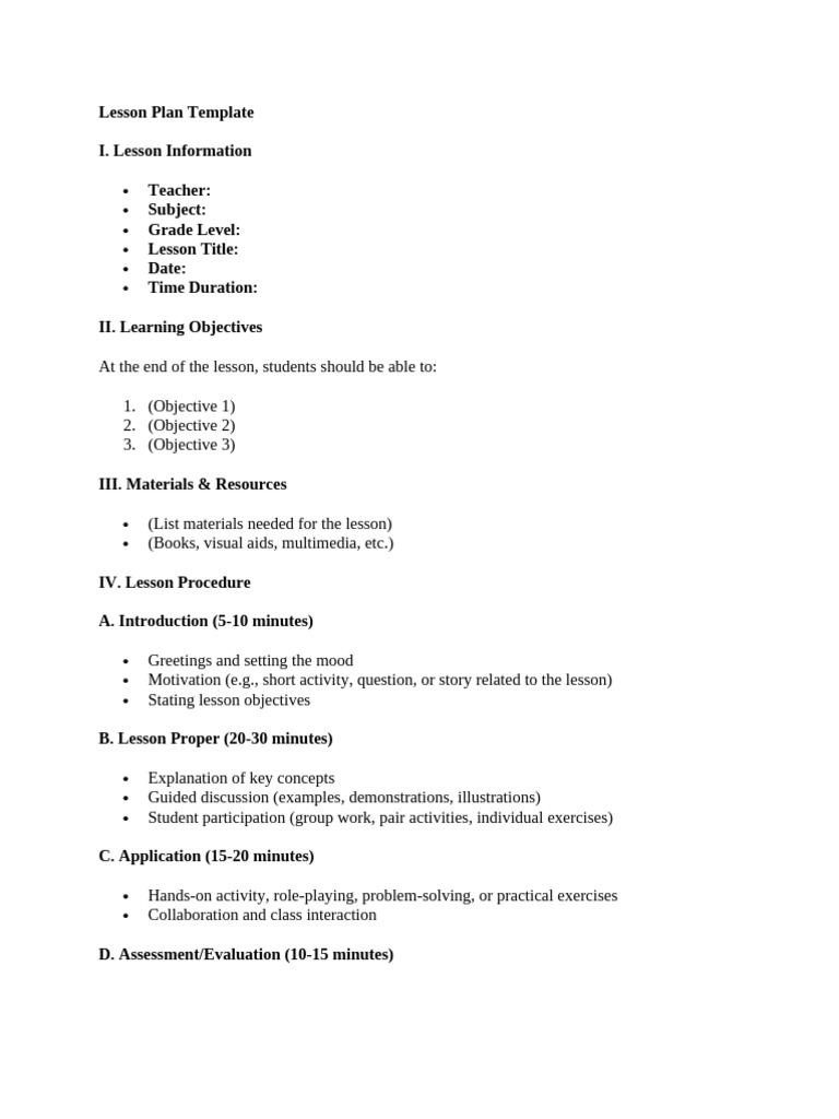 Lesson Plan Template | PDF