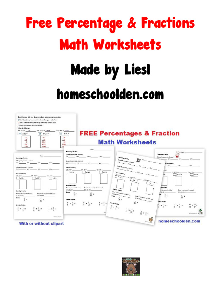 Math Percentages Fractions Practice Worksheets | PDF | Percentage | Decimal