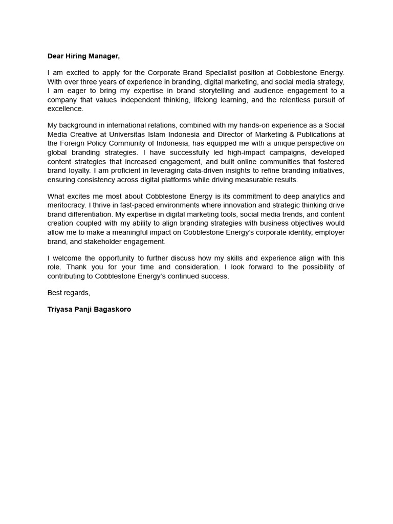 Cobblestone Energy CovLet | PDF