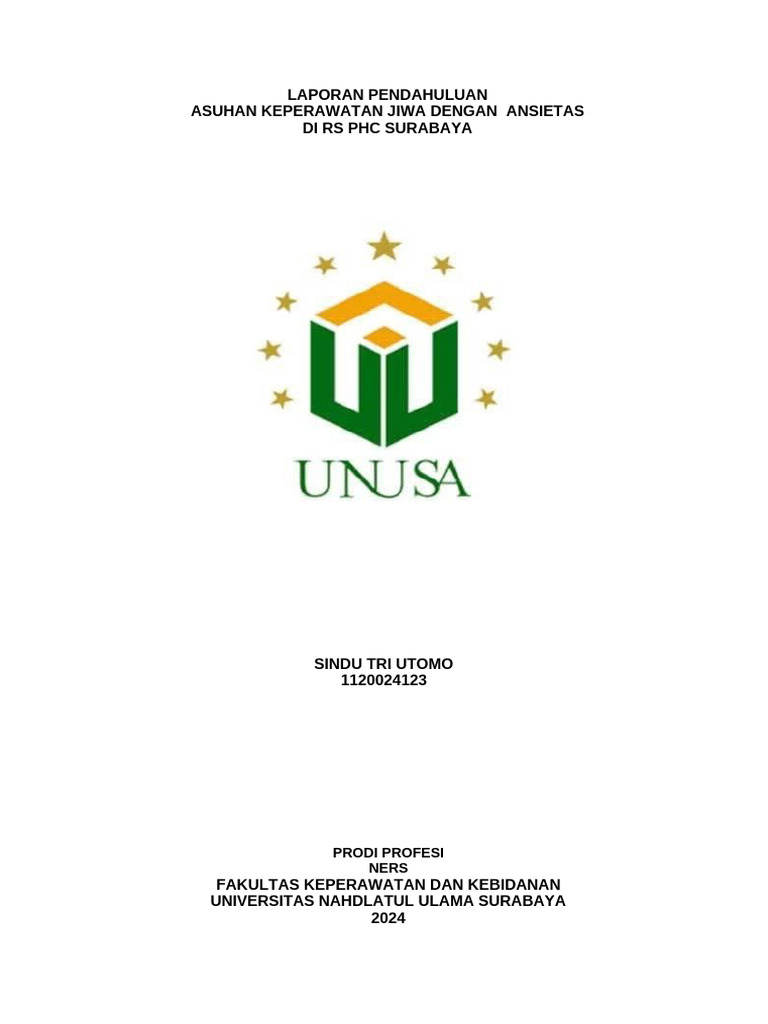 LAPORAN PENDAHULUAN ANXIETAS - Sindu Tri Utomo | PDF