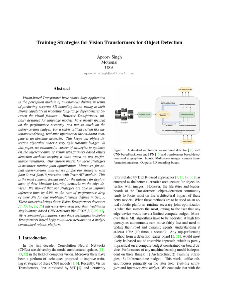 用于目标检测的视觉Transformer的训练策略 | PDF | Applied Mathematics | Computing
