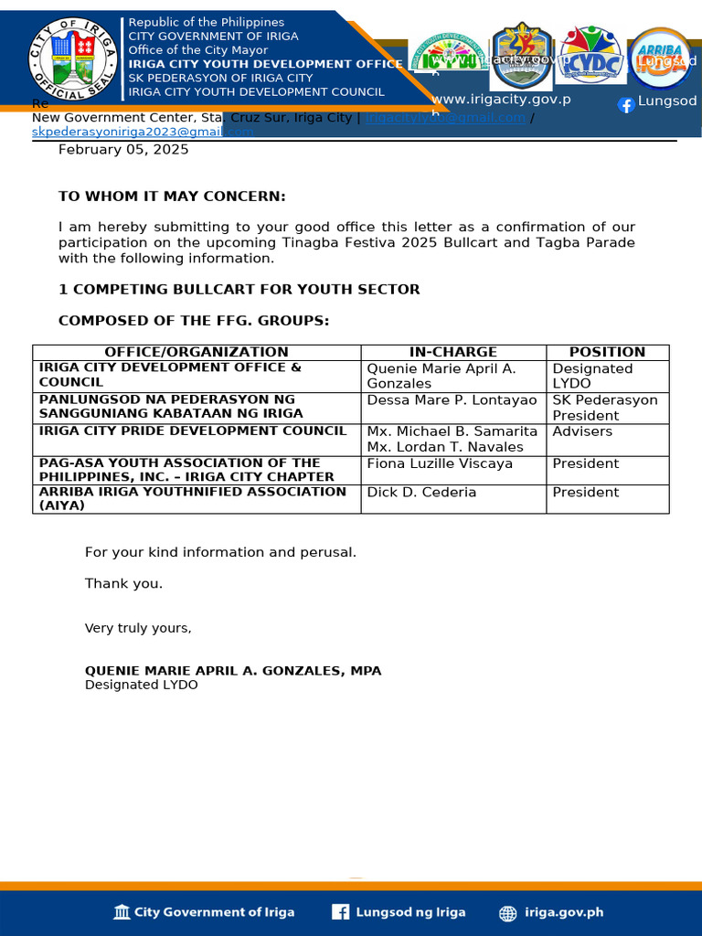 Tinagba Festival Confirmation Lydo - Youth | PDF | Youth Organizations | Youth