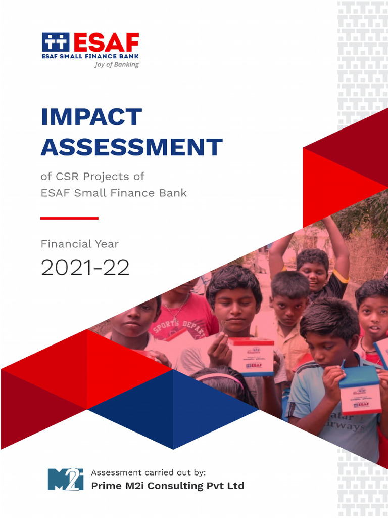ESAF Bank CSR Impact Assessment 2021-22 | PDF | Infrastructure | Economies