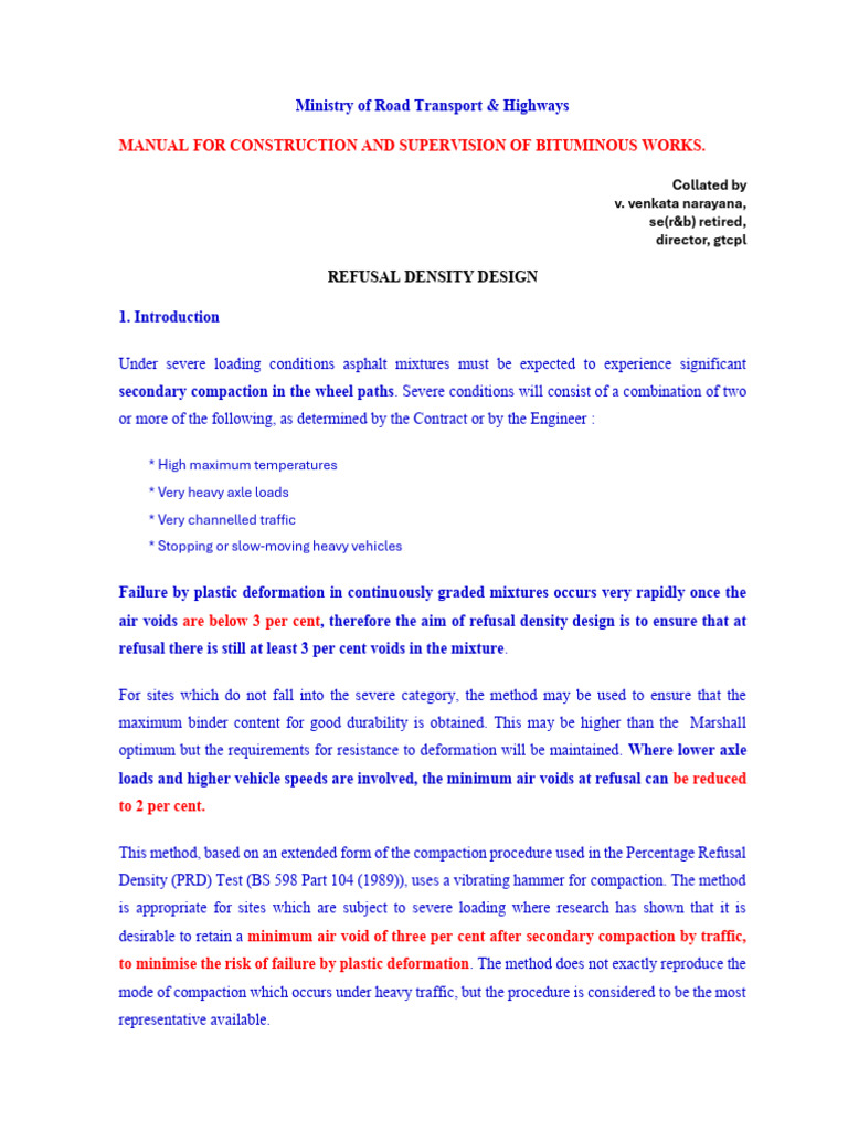 Refusal Density definition details and codal rules | PDF | Road Surface ...