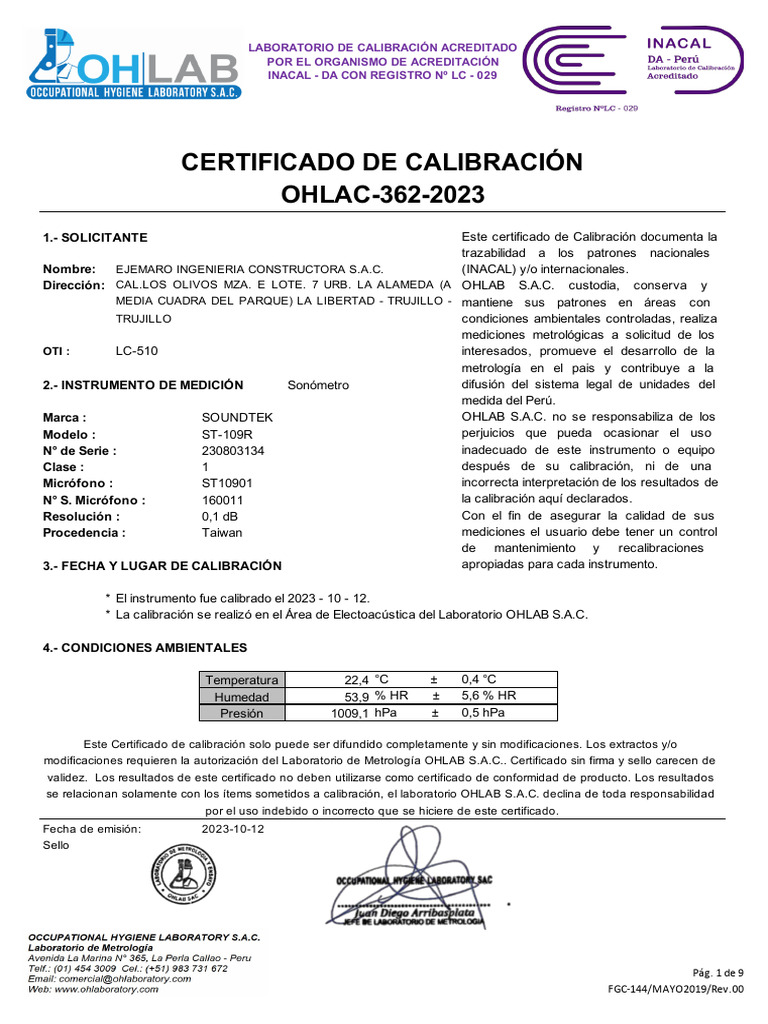 P05 - Anexo - 07 - 2 - Equipos de Ruido | PDF | Calibración | Metrología