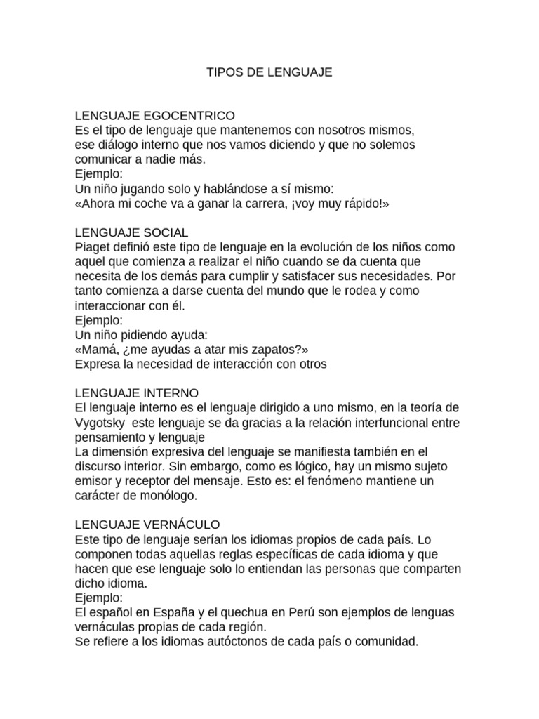 Tipos de Lenguaje y Comunicación | PDF