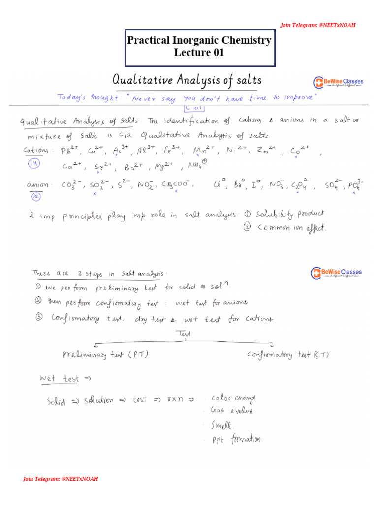 NEET Inorganic Chemistry Lectures | PDF