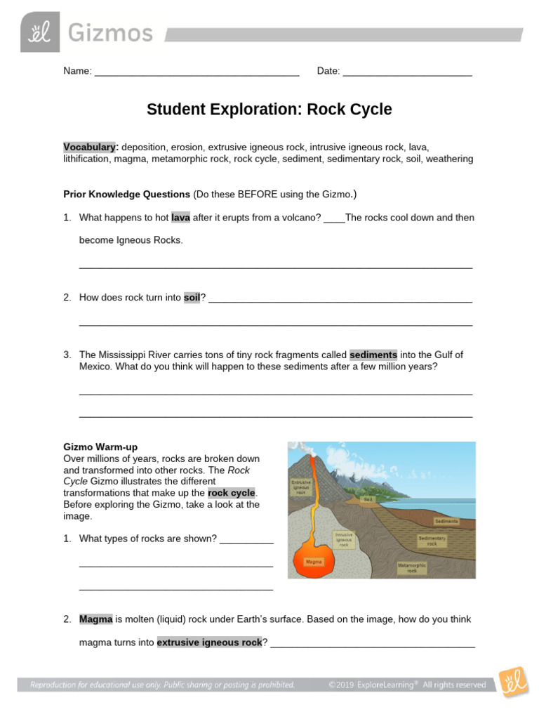 Rock Cycle GIZMO - Krivicharan Venkatesh | PDF | Rock (Geology ...