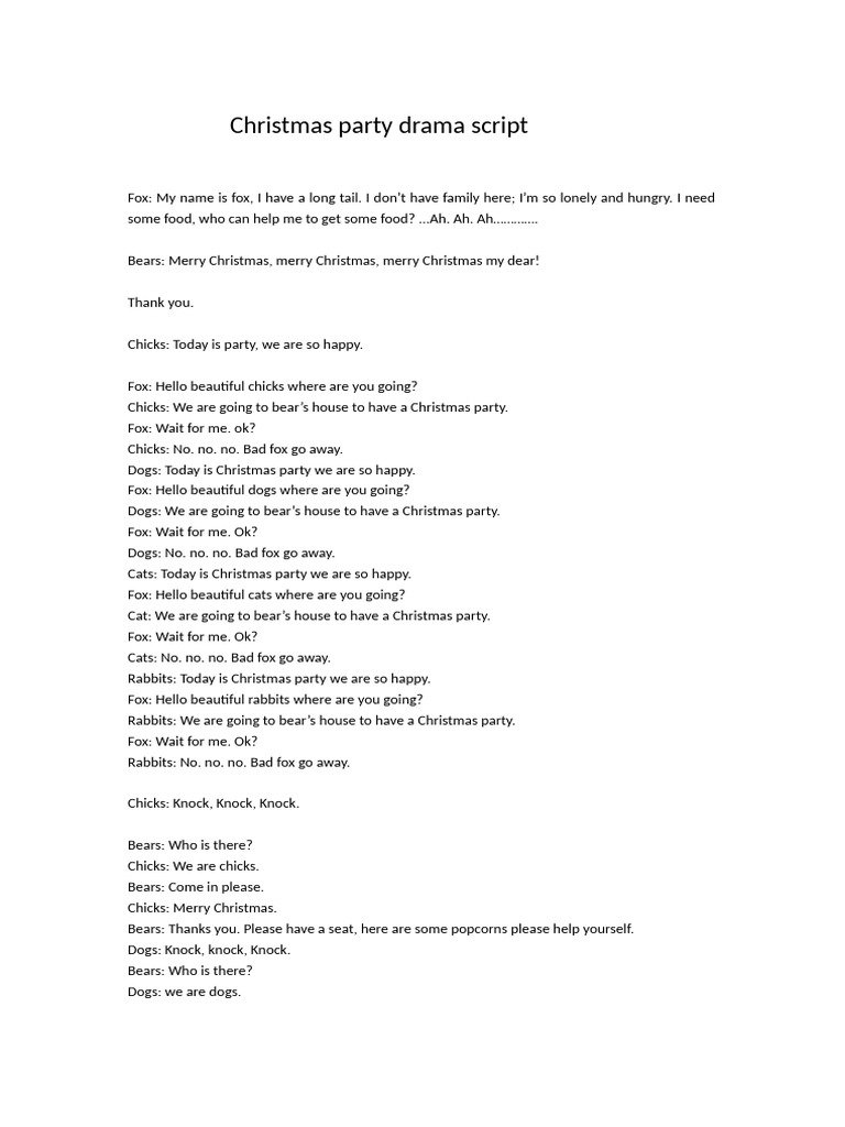 Christmas Party Drama Script for Kids | PDF