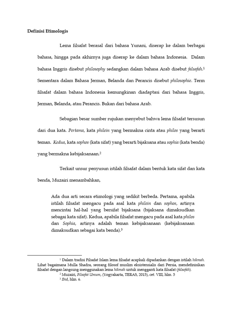 Etimologi dan Definisi Filsafat | PDF