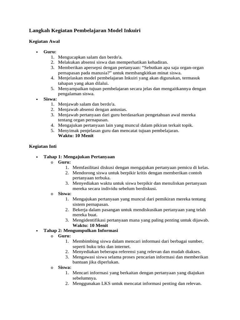 Langkah Pembelajaran Inkuiri Efektif | PDF