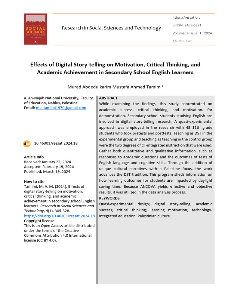 TAMIMI 2024 | PDF | Constructivism (Philosophy Of Education) | Critical Thinking