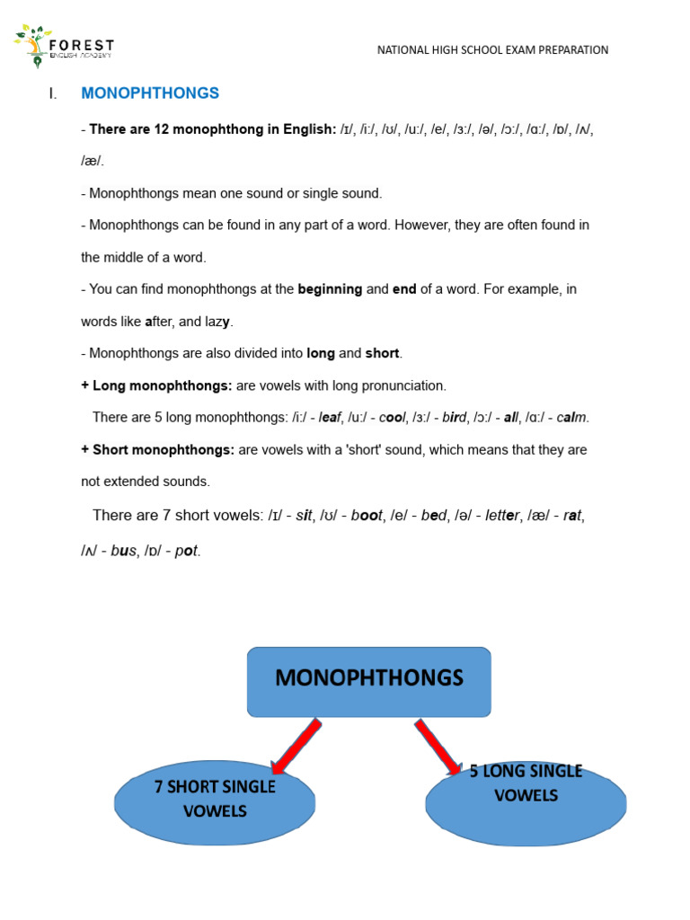 Lesson 2 - Vowels - monophthongs.docx (1) | PDF | Phonetics