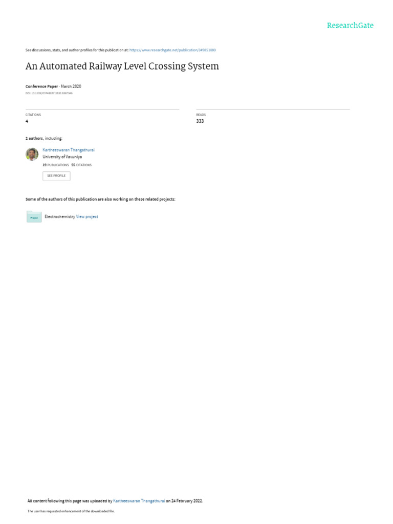 An Automated Railway Level Crossing System | PDF | Sensor | Internet Of Things