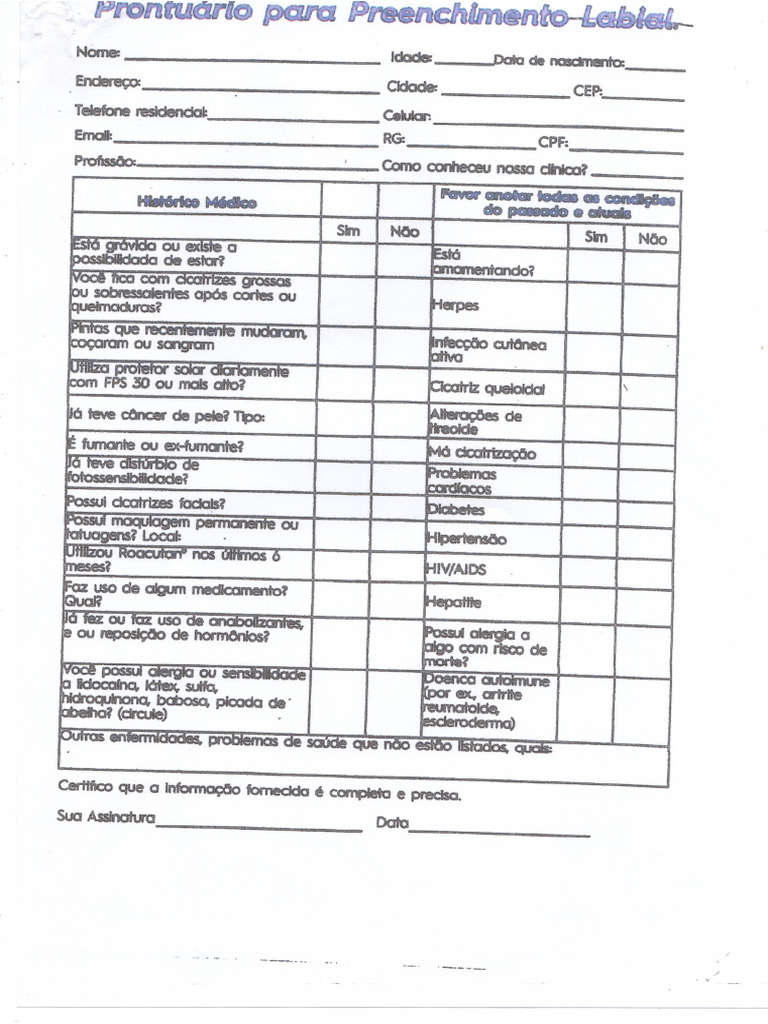 Ficha de Preenchimento | PDF