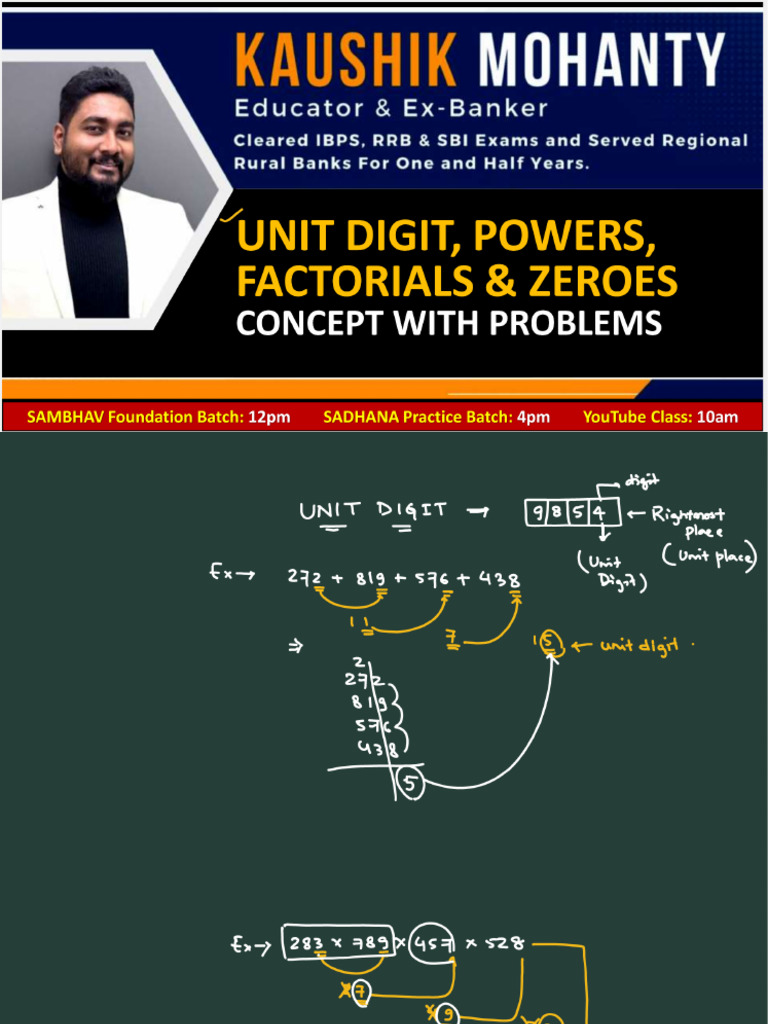 Unit Digit, Powers & Factorials (Sol) | PDF