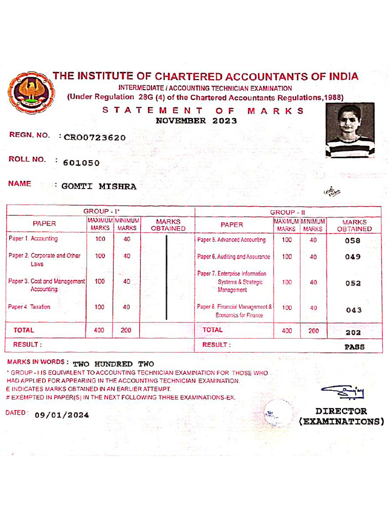 Intermediate Marksheet | PDF