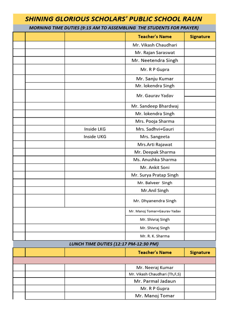 Updated Teachers' Duties & Responsibilities of Discipline Schedule 2024 ...