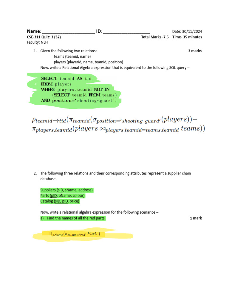 CSE311 Quiz 3 Solution | PDF