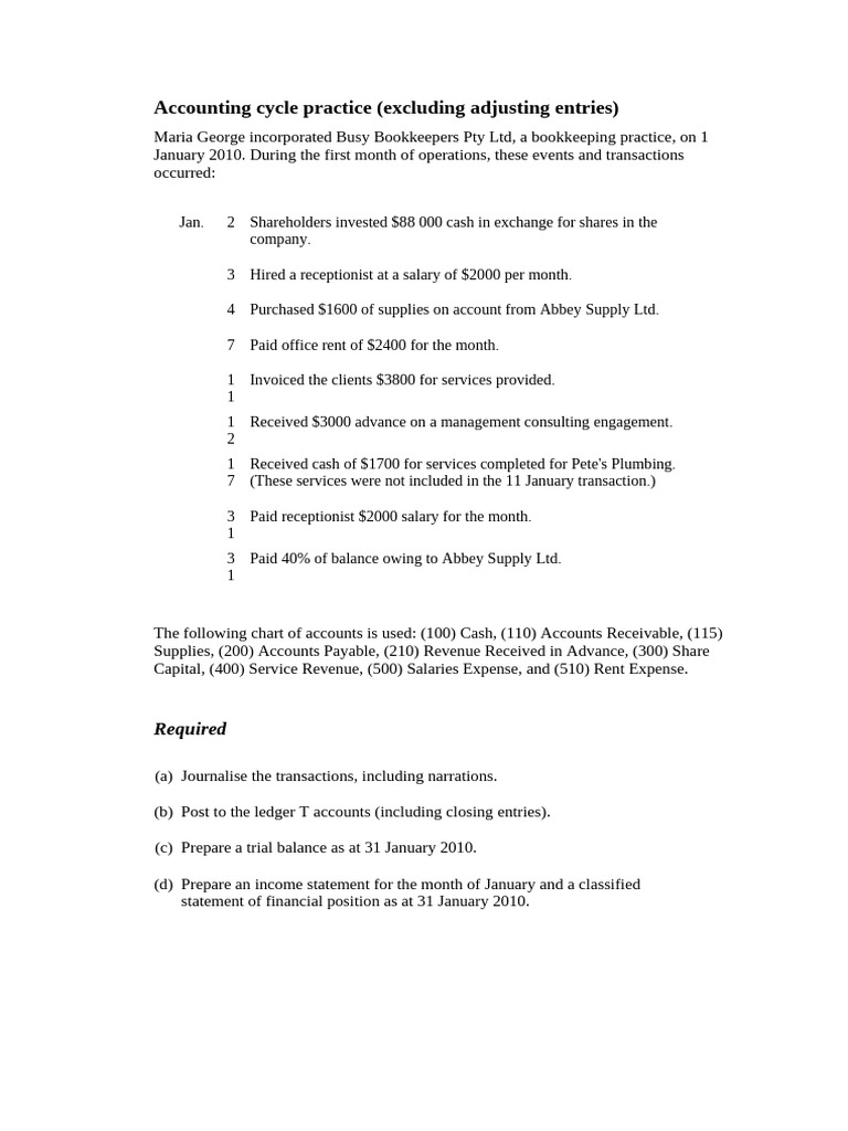 Accounting Cycle Extra Practice | PDF | Debits And Credits | Bookkeeping