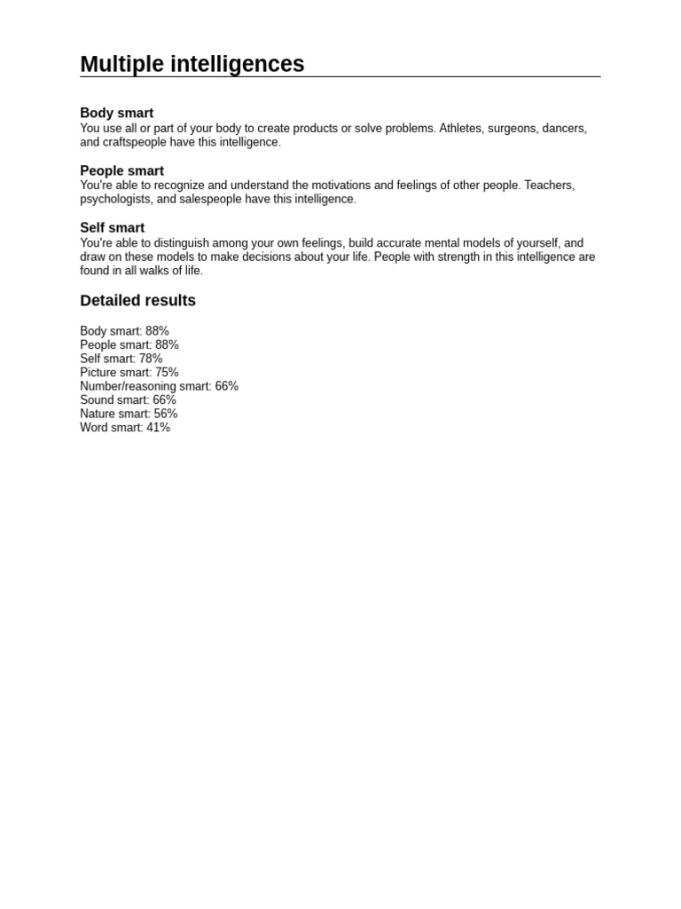Multiple Intelligences | PDF