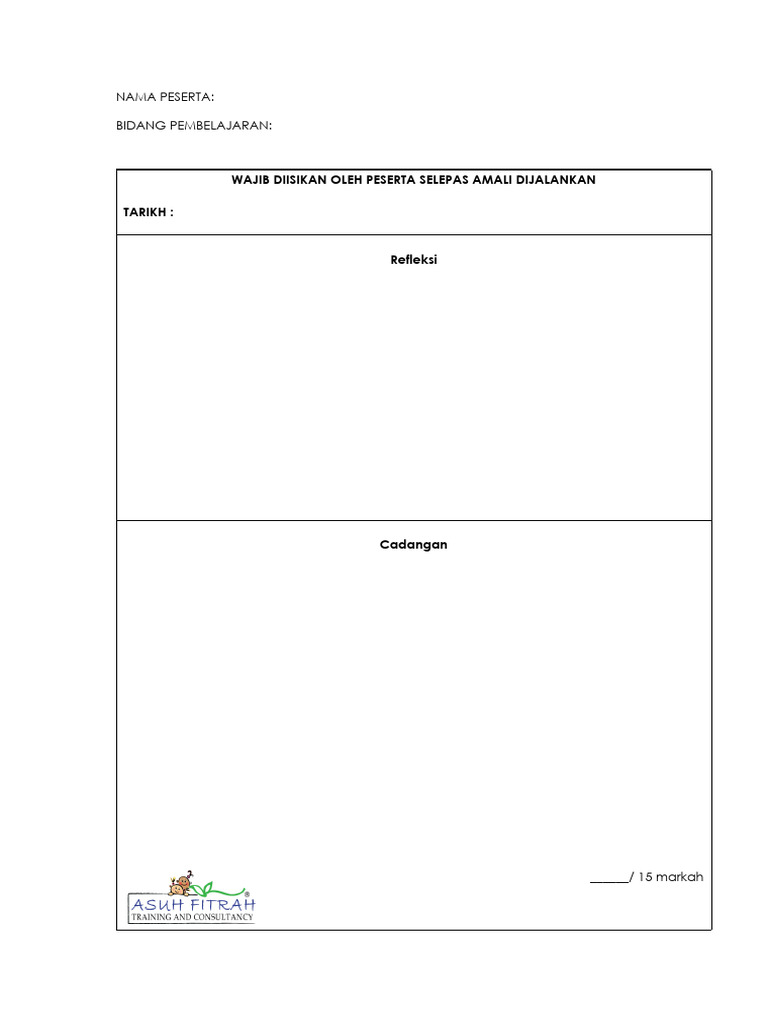 Fazlina Refleksi Dan Cadangan | PDF